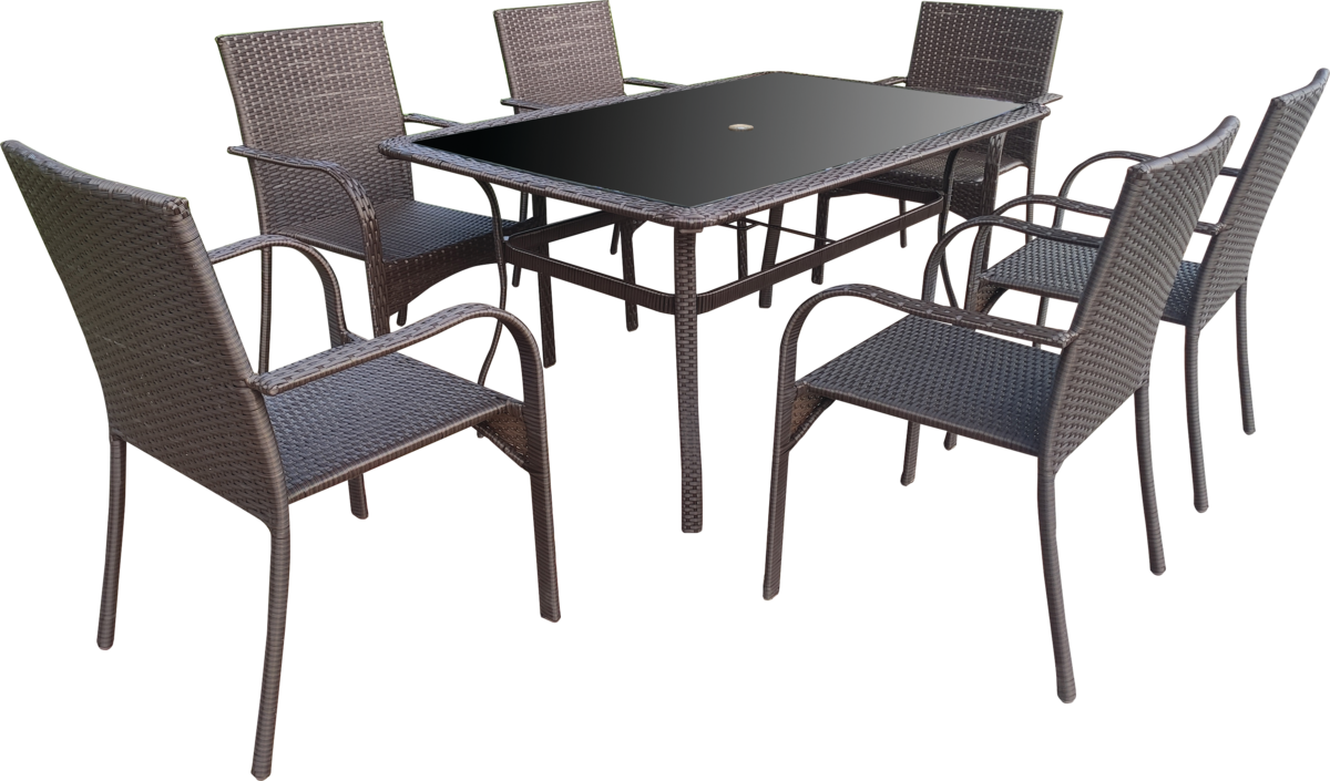 Mocha 7-piece Rectangular Dining Set With Steel Frame And Glass Top ...