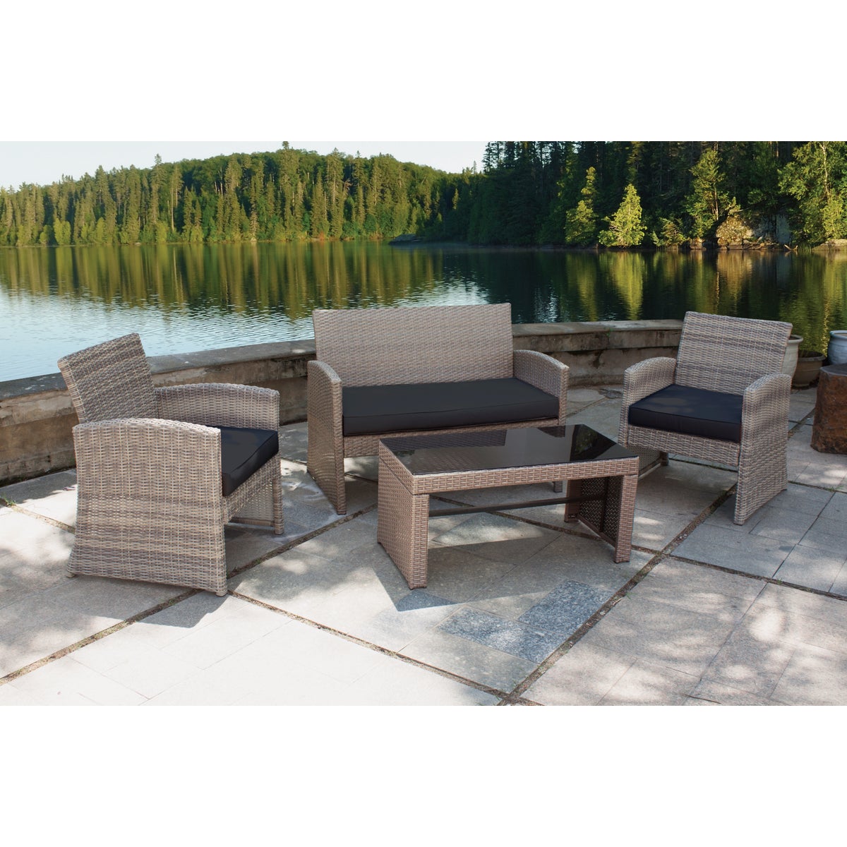 HARDWARE INTER Modena 4-piece Chat Set With Cushions - Modern Patio ...