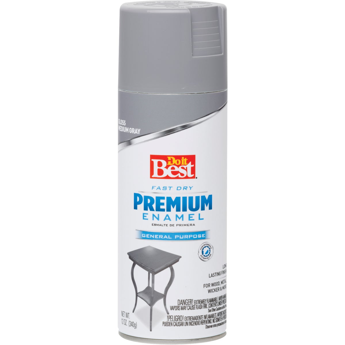 Premium Enamel 12 Oz. Gloss Spray Paint In Medium Gray - Fast Drying ...