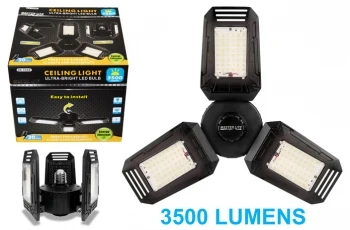 Cob Led Garage Ceiling Light - 3500 Lumens, 3 Wing Design For Maximum ...