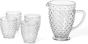 5PC HOBNAIL PITCHER SET - CLEAR | Do it Best Barbados