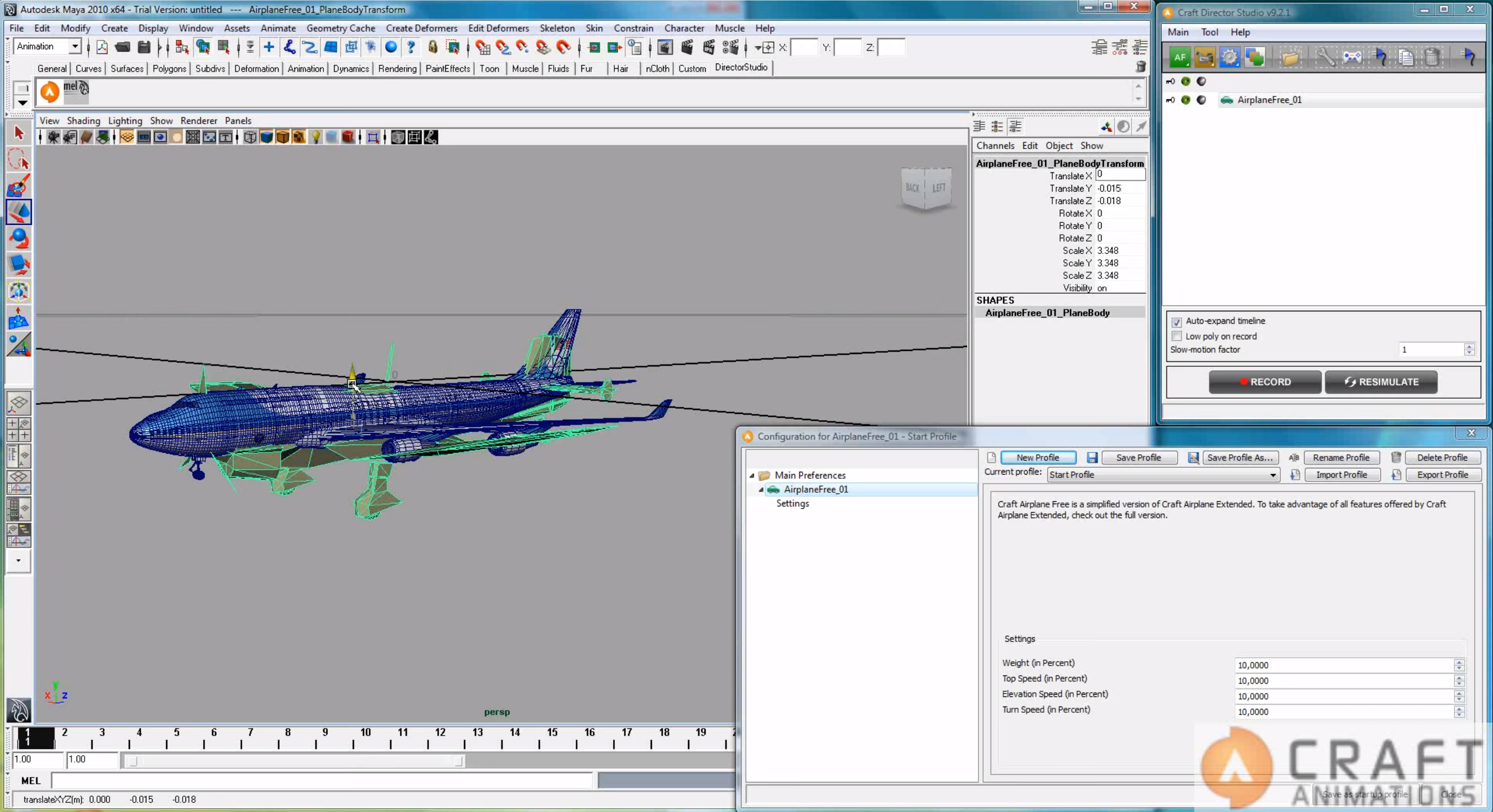 Craft Airplane Free | Craft Animations | 3d animation plugins for 3ds ...