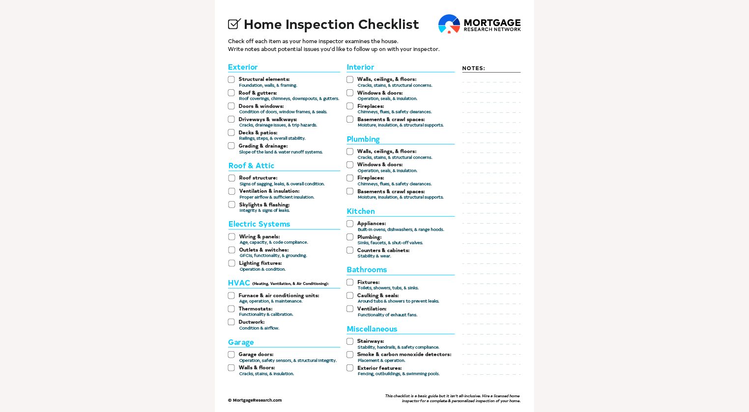 Free Home Inspection Checklist PDF Download