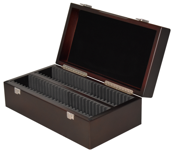 Wood Storage Box for 50 Coin Slabs - Dark Mahogany - C.S.E.