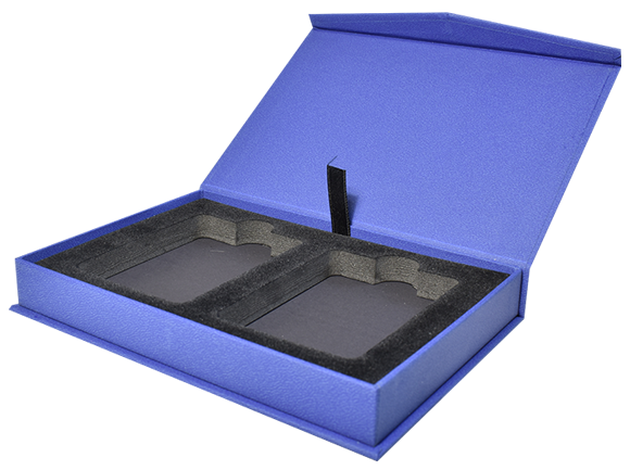 Magnetic Lid Display Box for 2 Coin Slabs - Navy Blue - C.S.E.