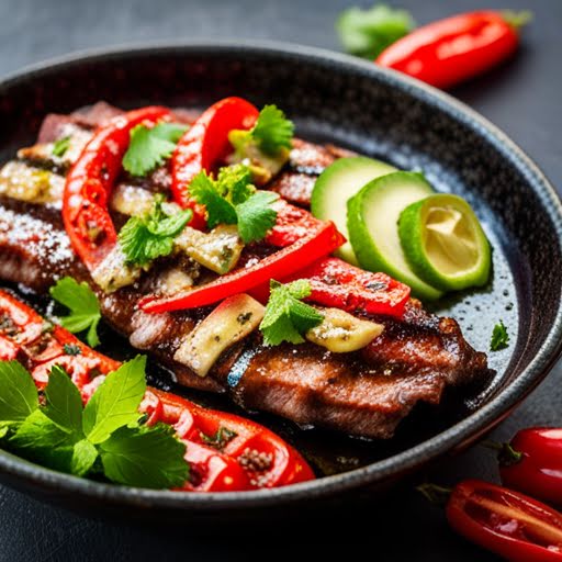 Arrachera con champiñones y pimientos de 184 Kcal - Receta fácil en la ...