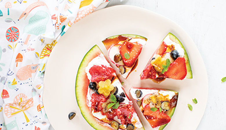 Watermelon Pizza with Goat Cheese, Fruit and Balsamic Sauce - Dunnes Stores