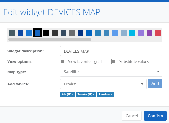 Devices map (widget) – Databoom
