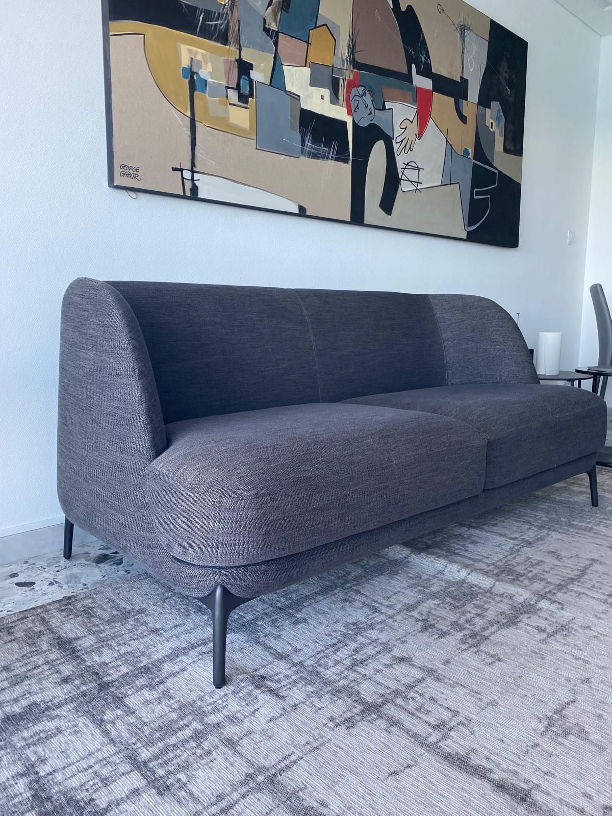 3 Seater Velvet Sofa in Grey Fabric, Novamobili | Deesup