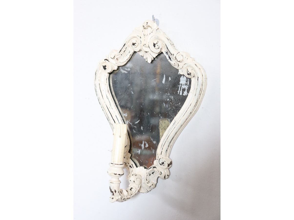 Set 2 appliques vintage in legno laccato con specchio, | Deesup