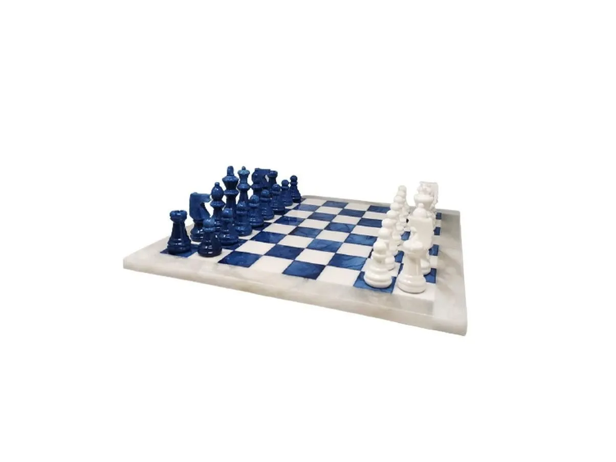 Vintage blue and white chess set (1970s), | Deesup