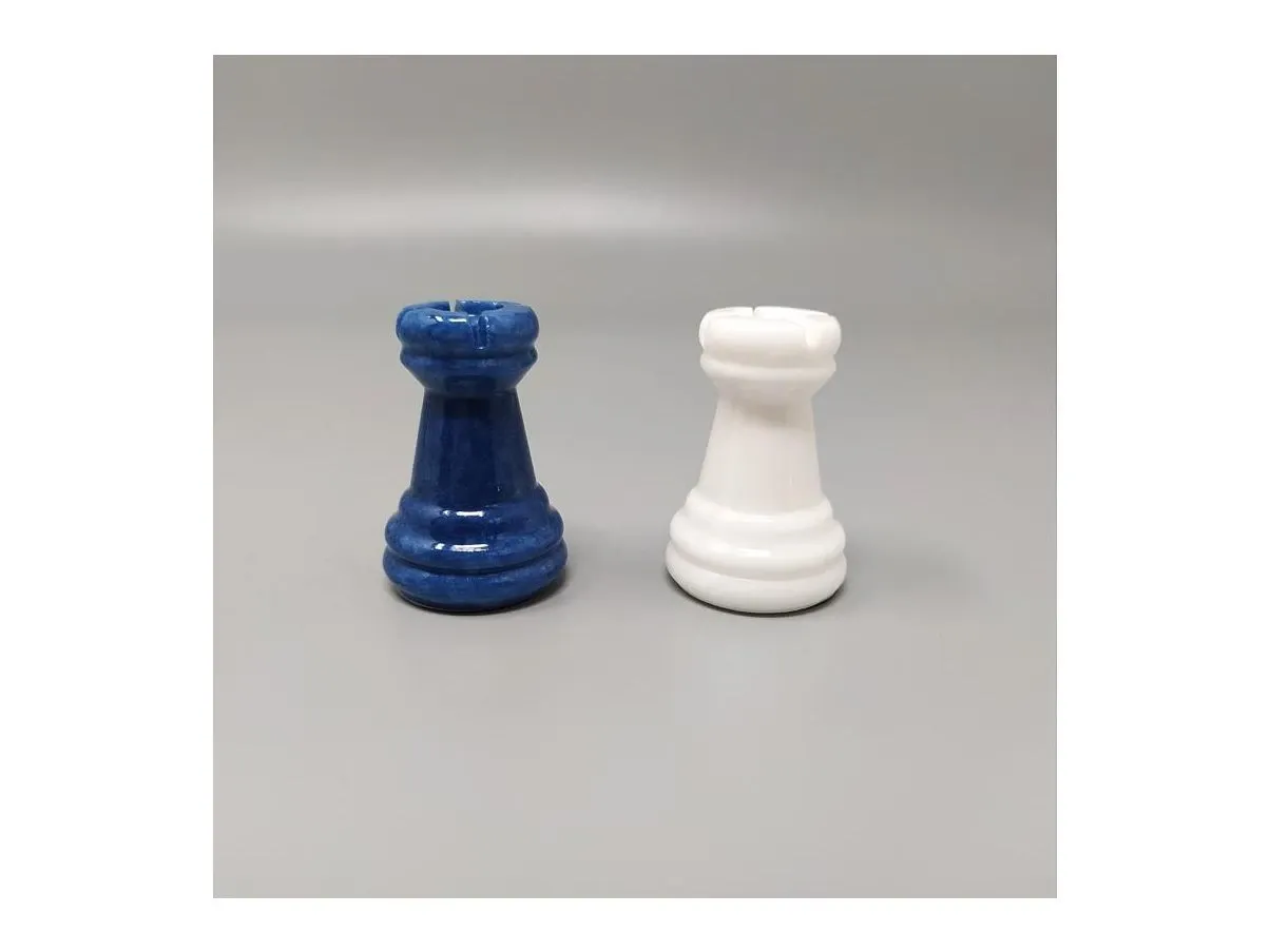 Vintage blue and white chess set (1970s), | Deesup
