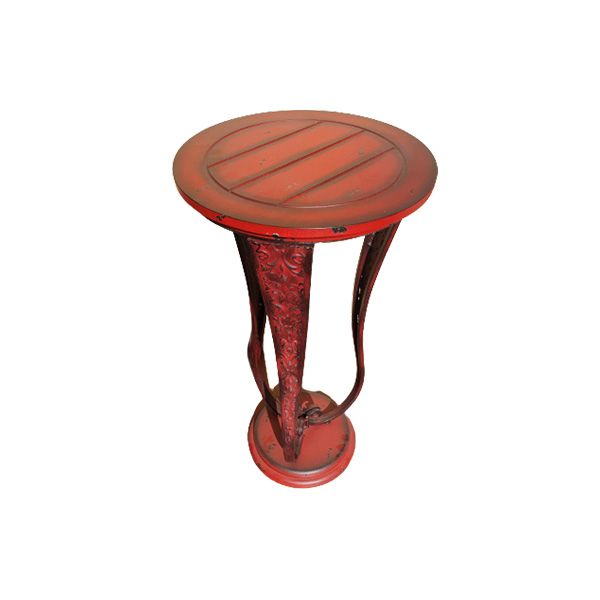 Vintage round red metal side table (1990s), | Deesup