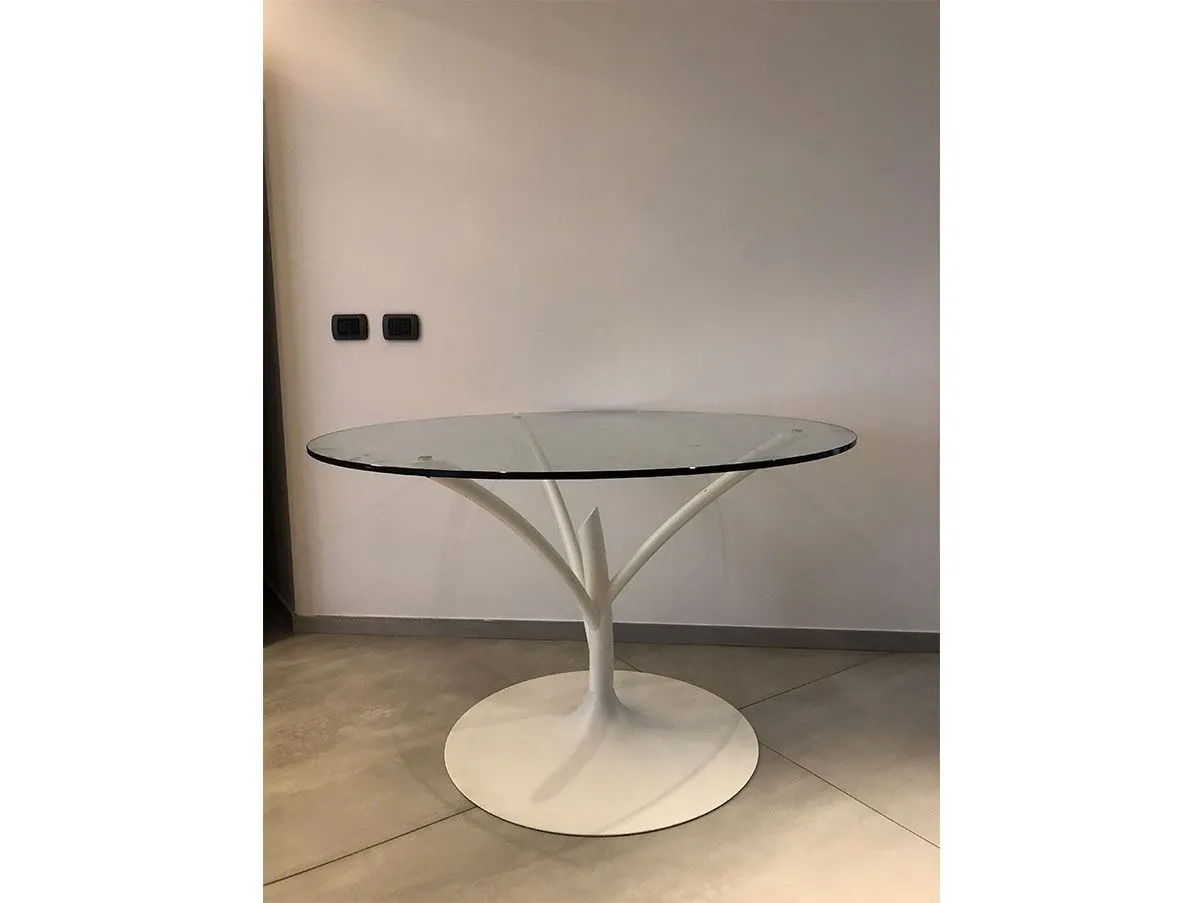 Tavolo rotondo Acacia in vetro e acciaio (bianco), Calligaris | Deesup
