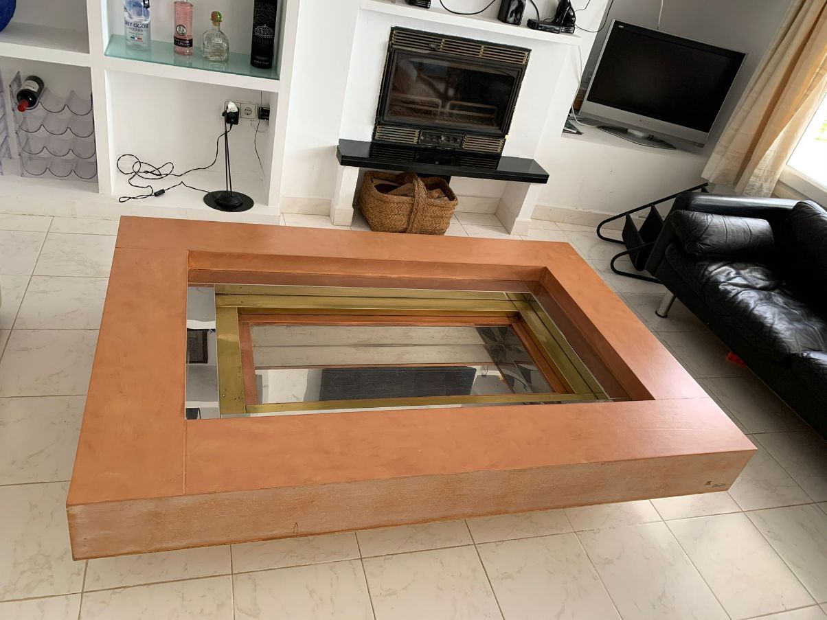 Vintage rectangular coffee table by Alain Delon (1970s), | Deesup