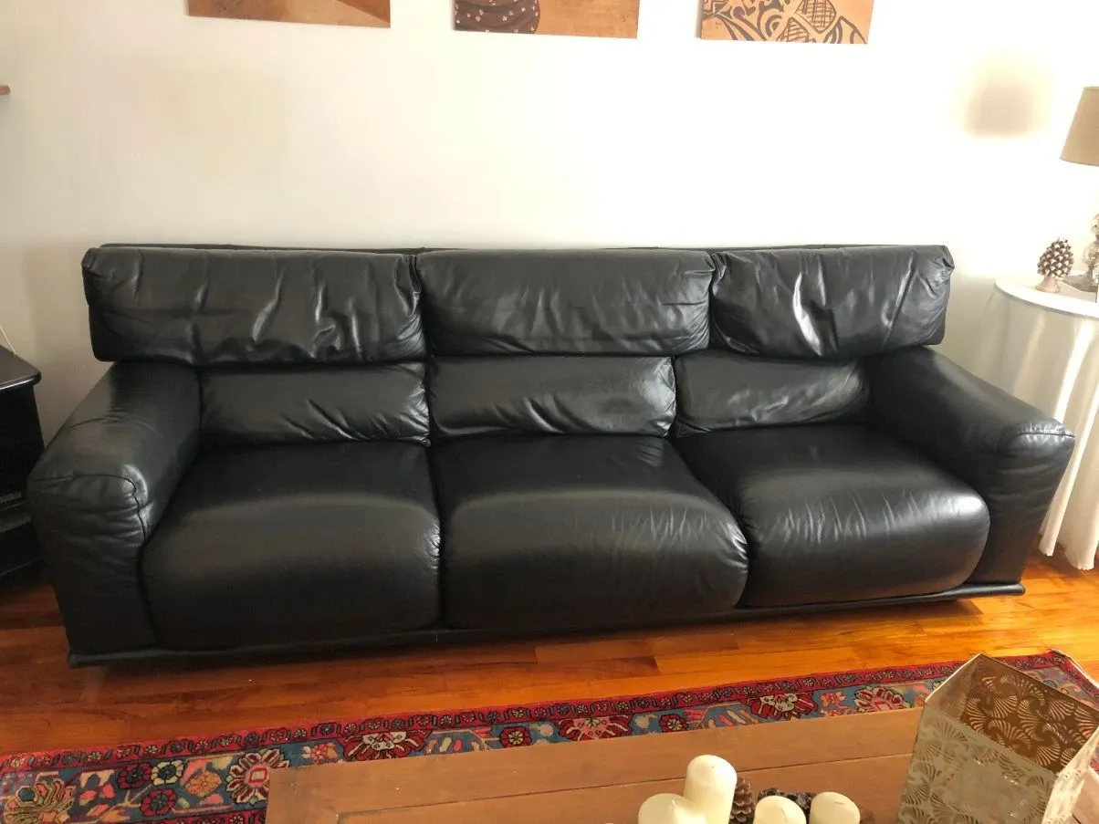 Marcolfo 4 seater sofa in black leather Busnelli Deesup