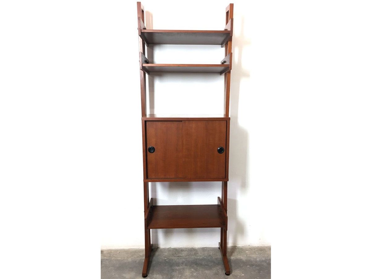 Vintage bookcase with sliding doors in teak wood (1960s), | Deesup