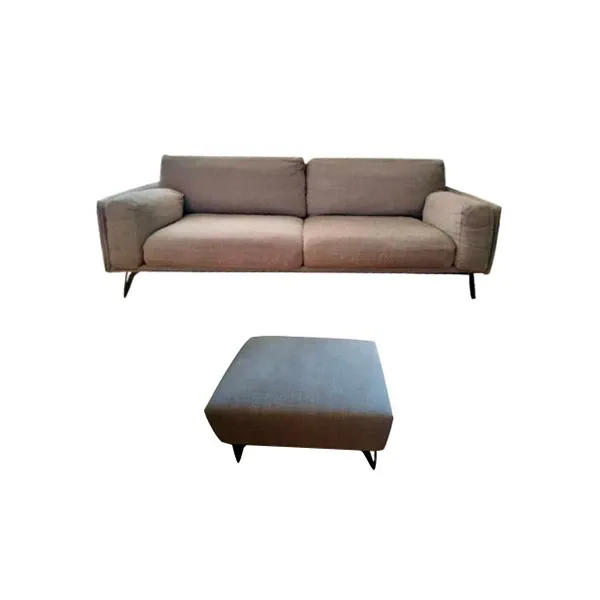 Divano 3 posti Living in tessuto con pouf, Samoa | Deesup