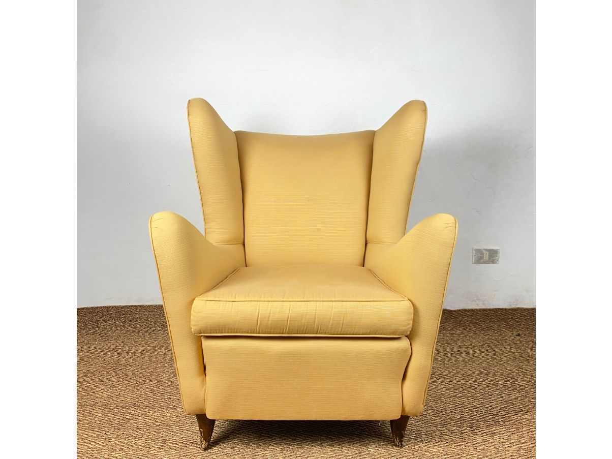 Set 2 poltrone vintage in seta gialla, ISA Bergamo | Deesup