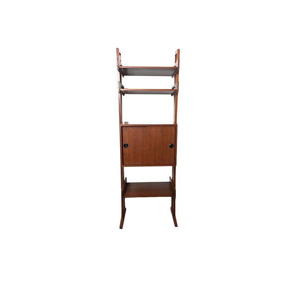 Vintage bookcase with sliding doors in teak wood (1960s), | Deesup