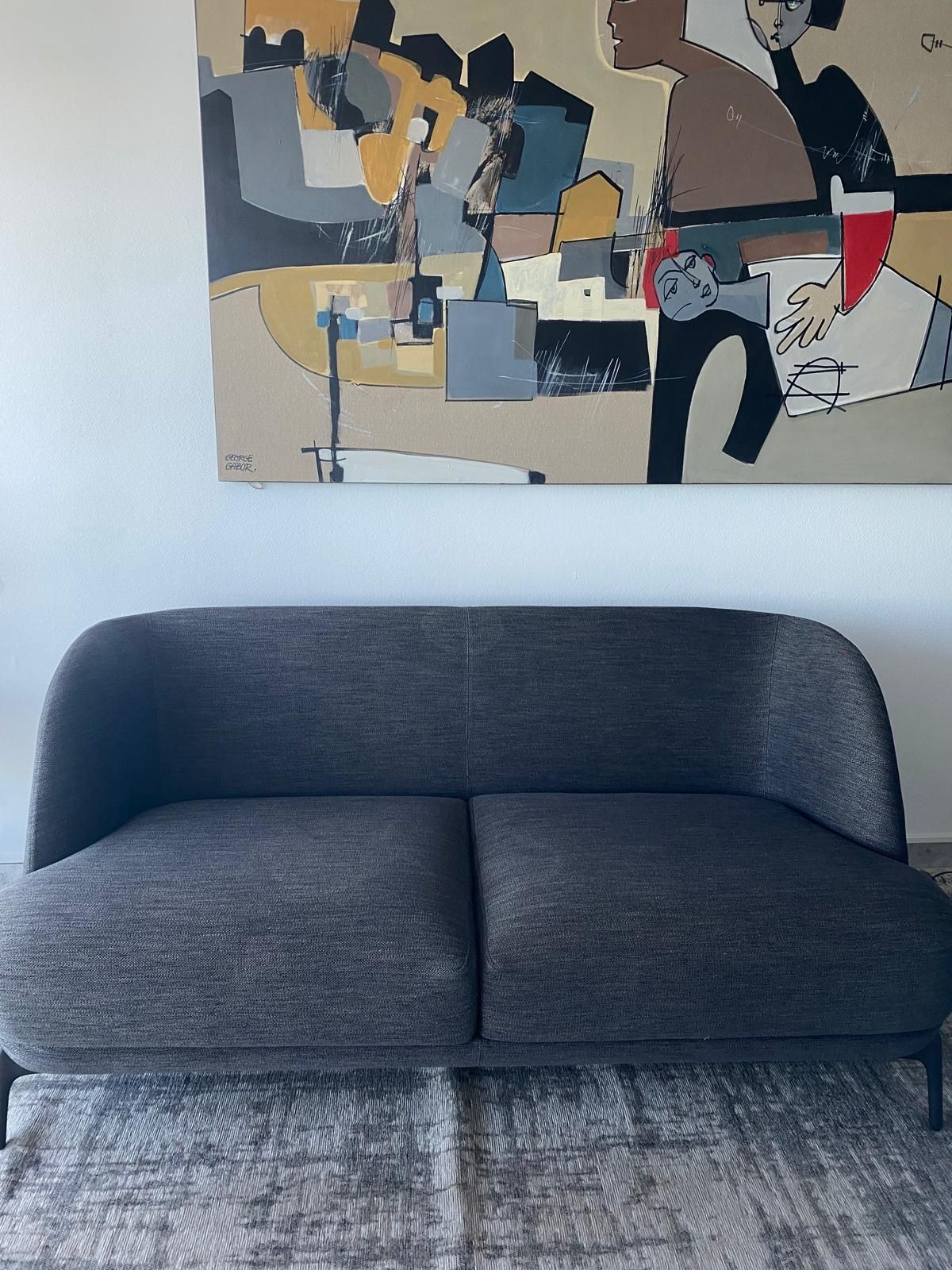 3 Seater Velvet Sofa in Grey Fabric, Novamobili | Deesup