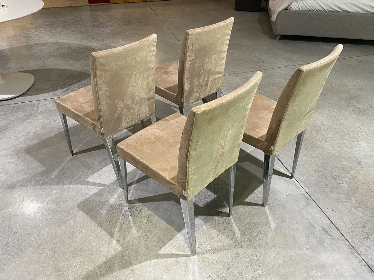 Set 4 sedie Flex Chair alluminio e velluto (beige), Presotto | Deesup