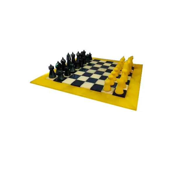 Scacchiera in alabastro di Volterra blu e beige (anni '60), | Deesup