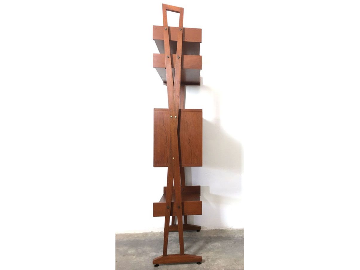 Vintage bookcase with sliding doors in teak wood (1960s), | Deesup