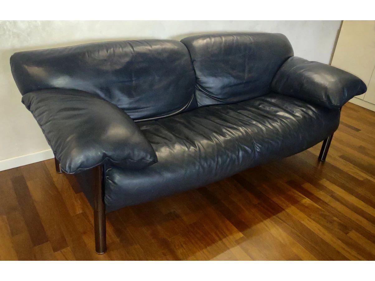 Coppia di divani Pausa in pelle nero PierLuigi Cerri, Poltrona Frau ...