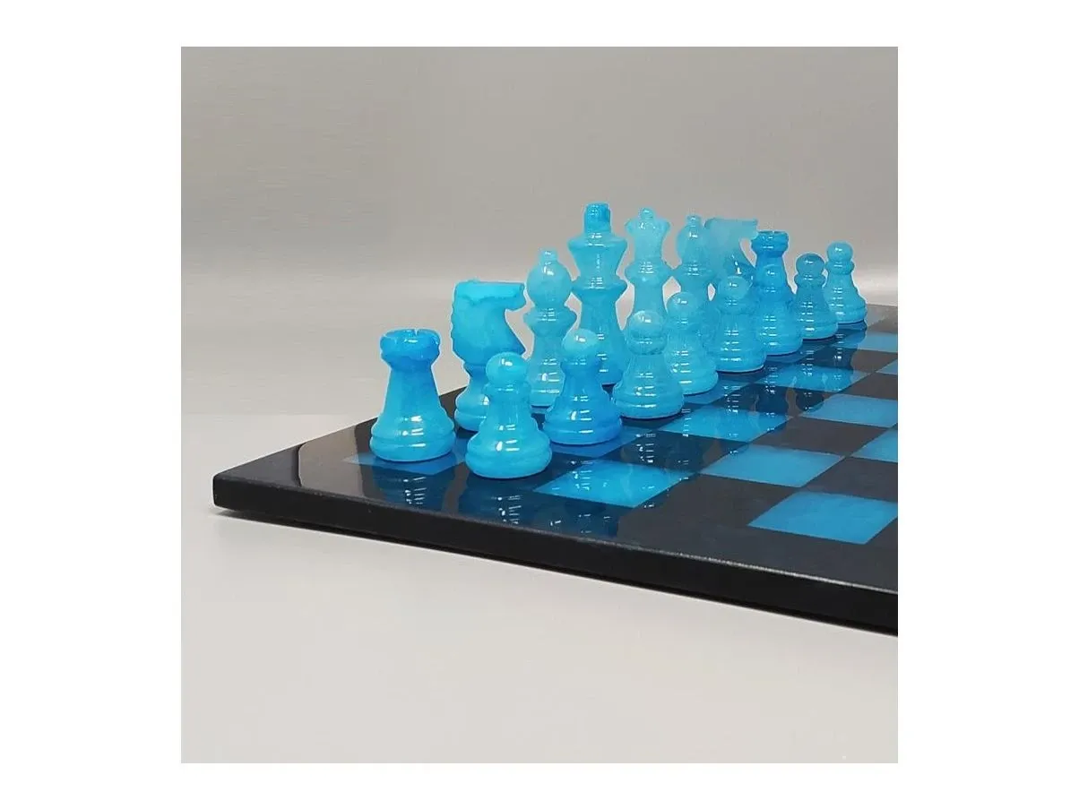 Set scacchi vintage blu e nero (anni'70), | Deesup