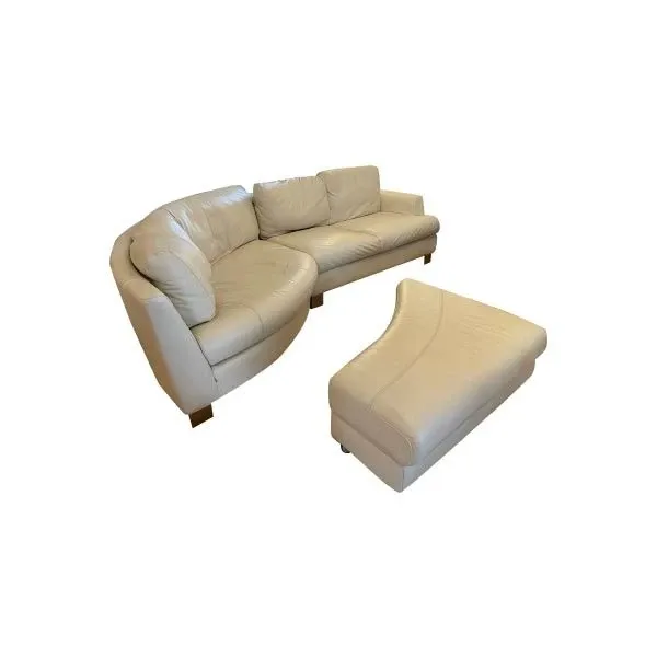 Modular sofa in beige leather, Natuzzi | Deesup