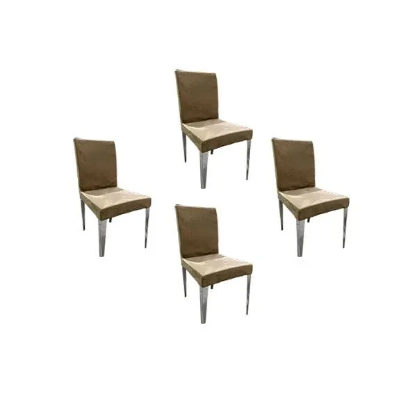 Set 4 sedie Flex Chair alluminio e velluto (beige), Presotto | Deesup