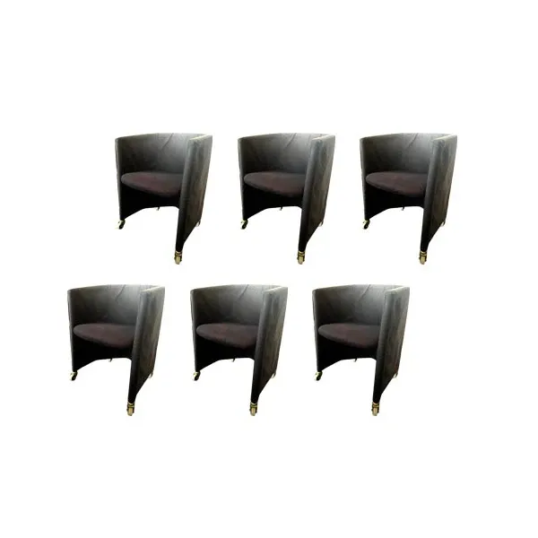 Set of 6 armchairs with wheels Mixer fabric (black), Flexform | Deesup