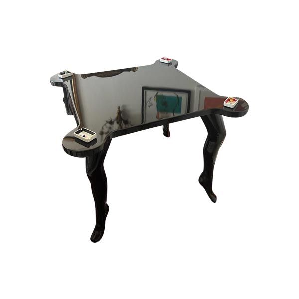 Vintage game table in black lacquered wood, | Deesup