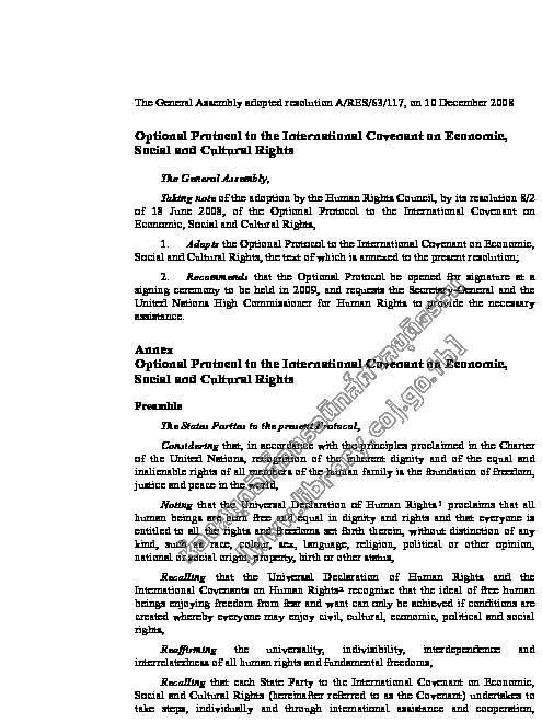 Optional Protocol to the International Covenant on Economic, Social and ...