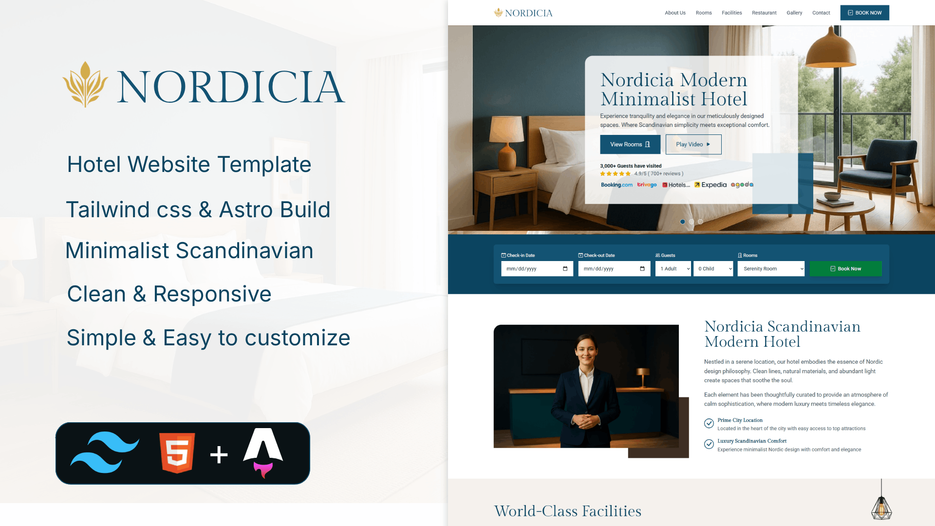 Nordicia - Hotel Website Template | Astro