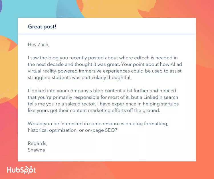 Touching Base Email Template