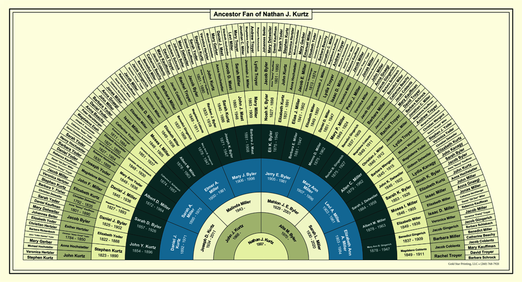 8 Generation Ancestor Fan Chart