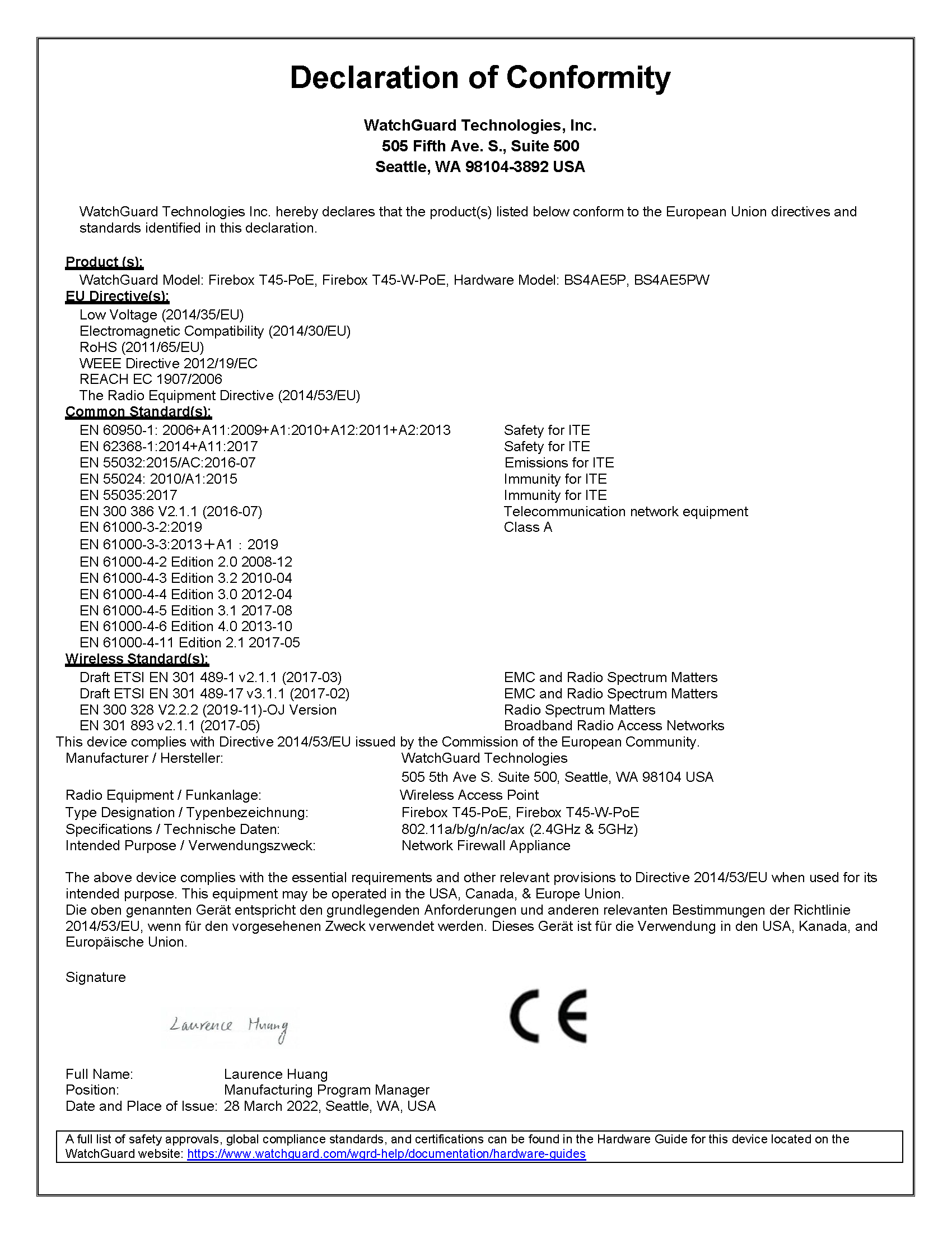 Documents for the WGT48005-UK