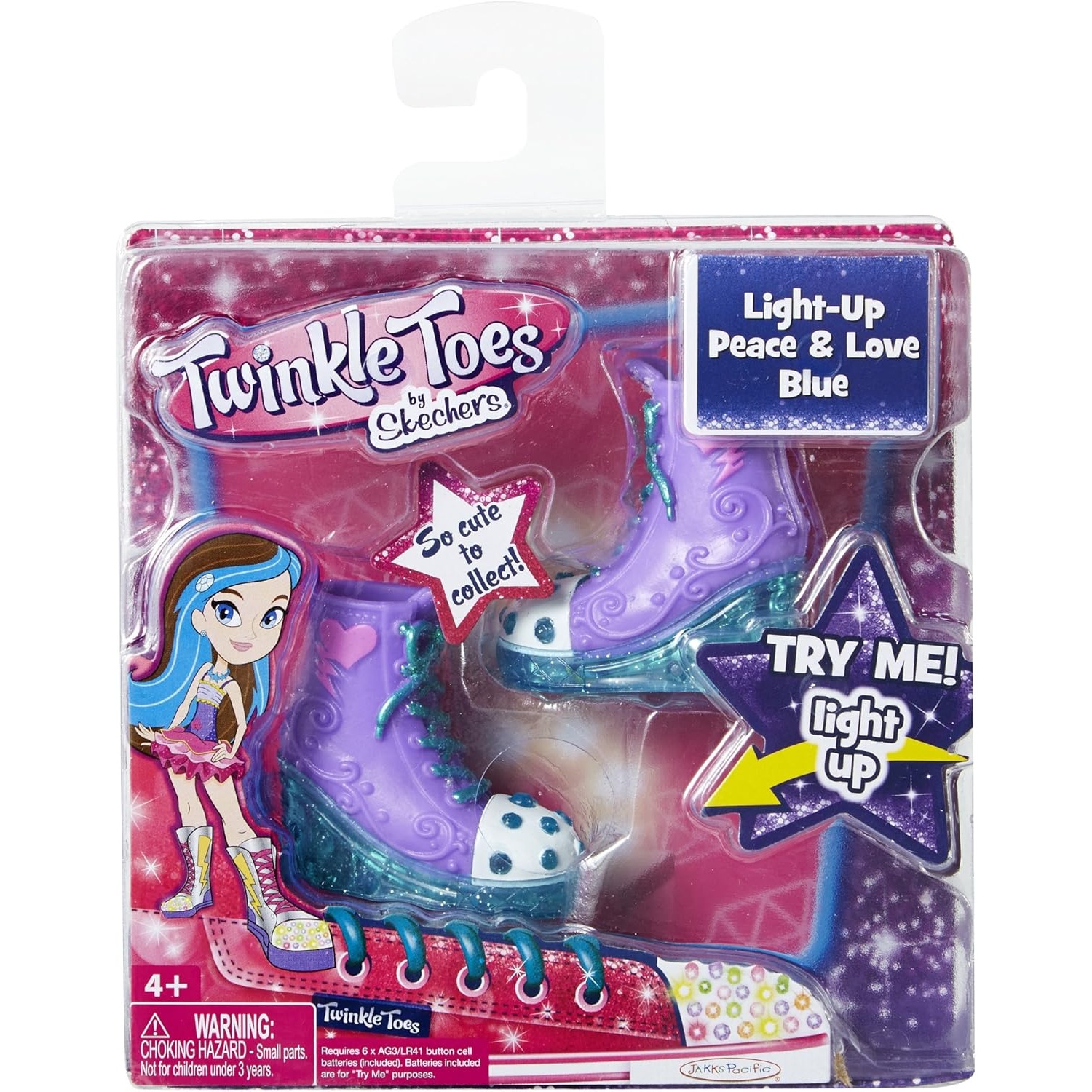 Twinkle Toes by Skechers Shoe Refill Light Up Peace and Love Blue