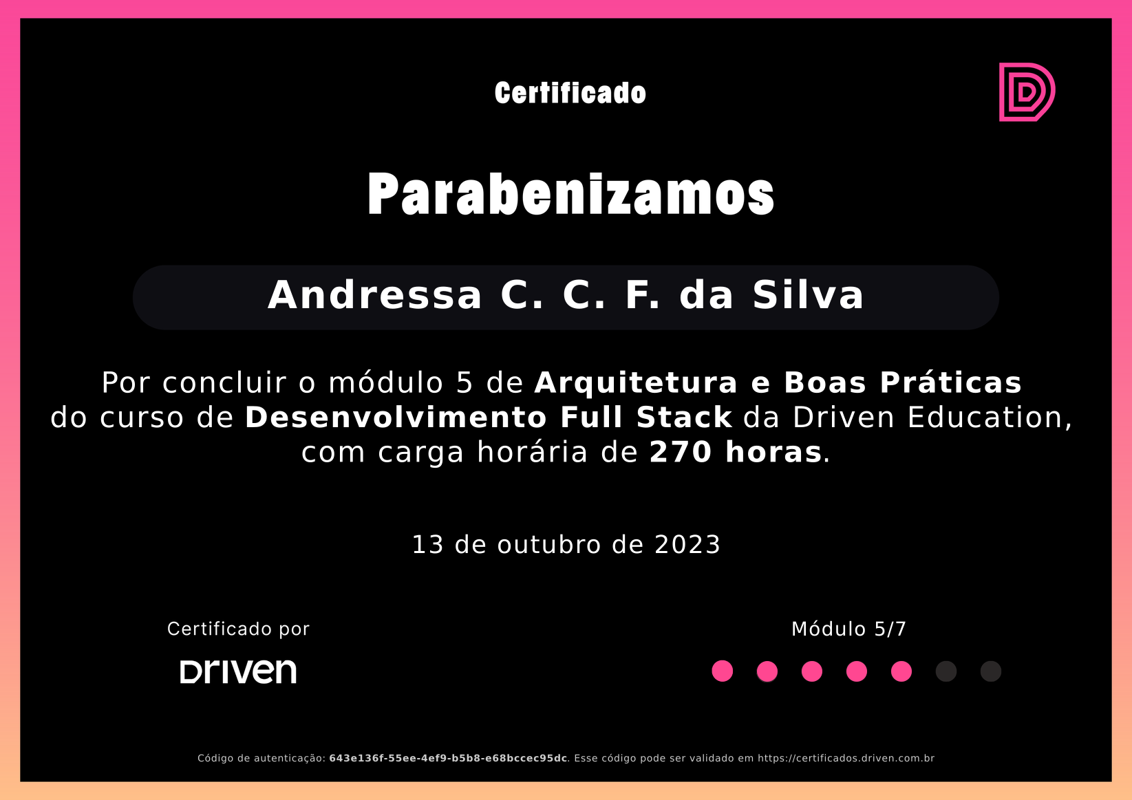 Andressa Firmino - Desenvolvedor web - Projetos Driven | LinkedIn