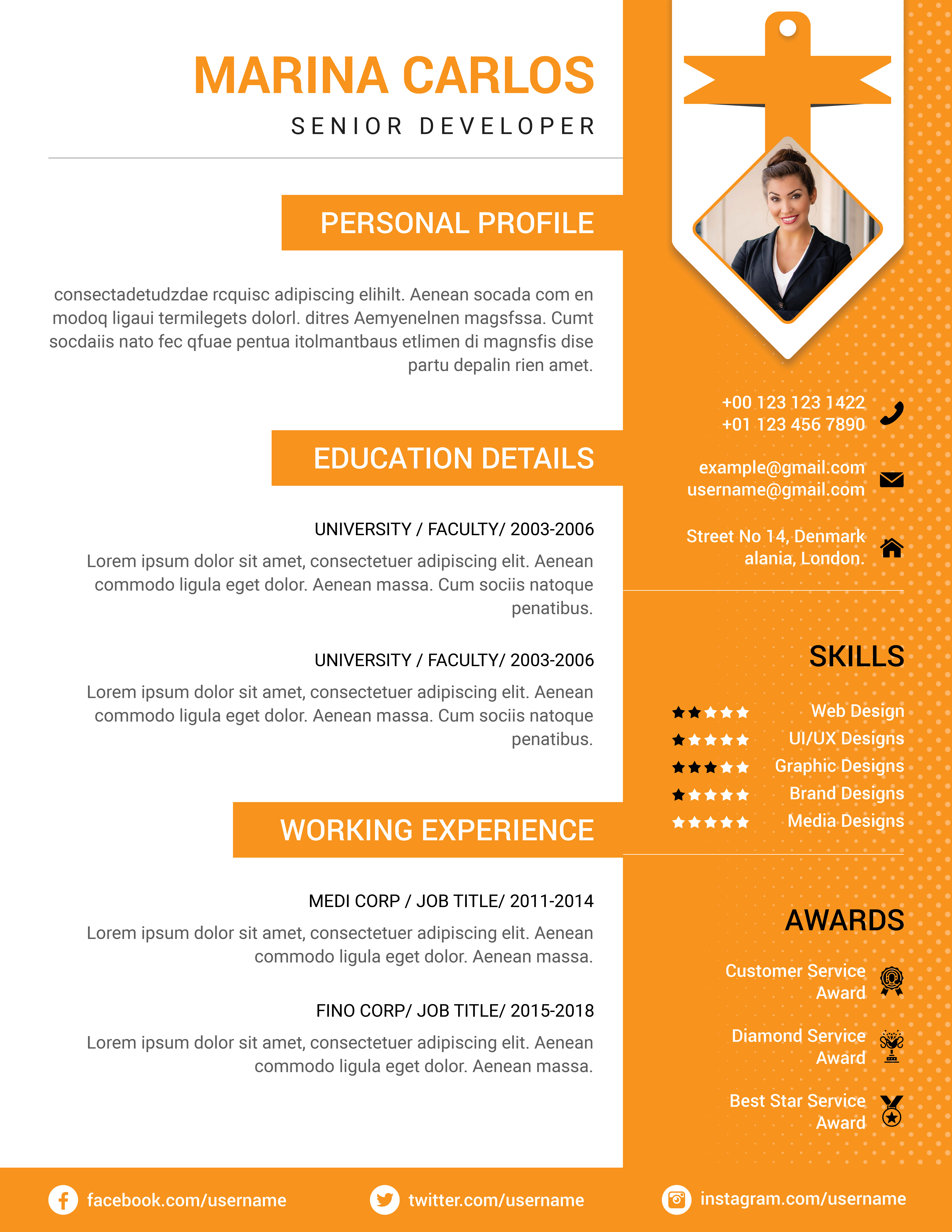 Portfolio Cv Template Free Free Printable Templates