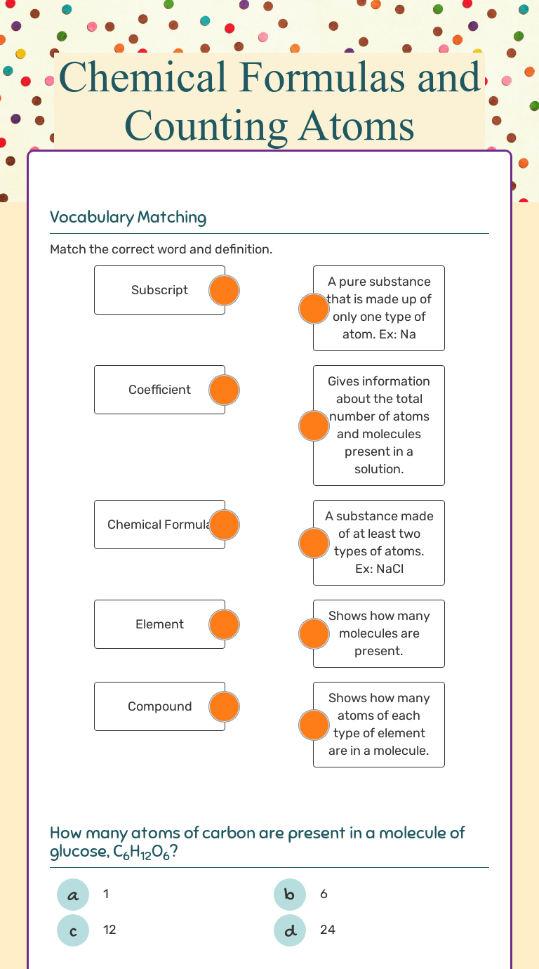 Chemical Formulas and Counting Atoms