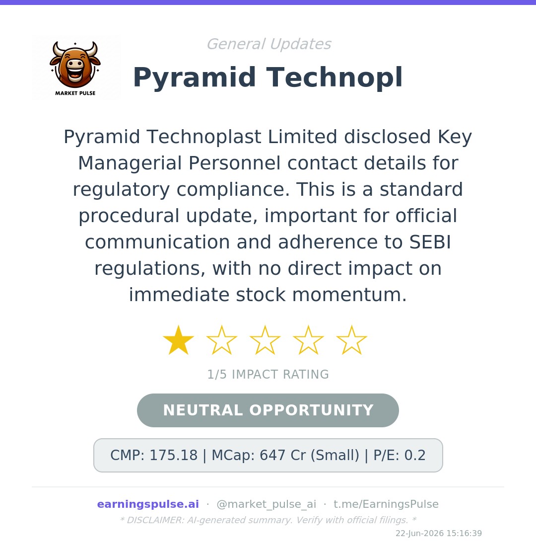 KMP contact details updated for regulatory compliance. | Earnings Pulse ...