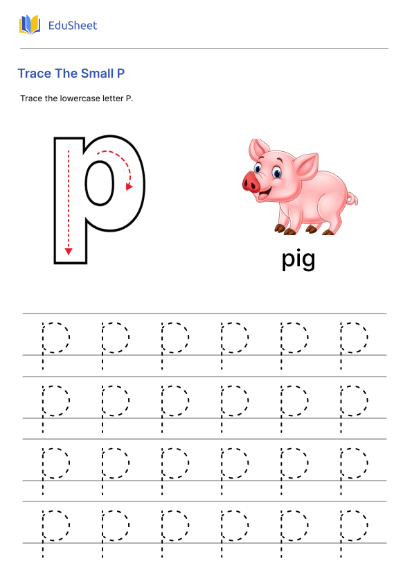 Trace The Small P Worksheets | Free Download at Orchids International