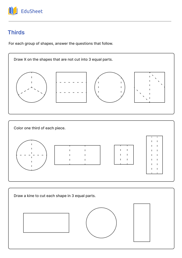 Thirds Worksheets | Free Download at Orchids International