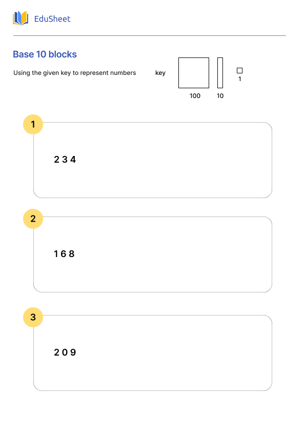Base 10 blocks Worksheets | Free Download at Orchids International