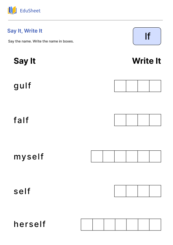Say It, Write It Part 2 Worksheets | Free Download at Orchids International