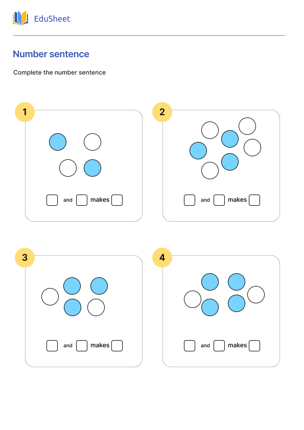 Number sentence 1 Worksheets | Free Download at Orchids International