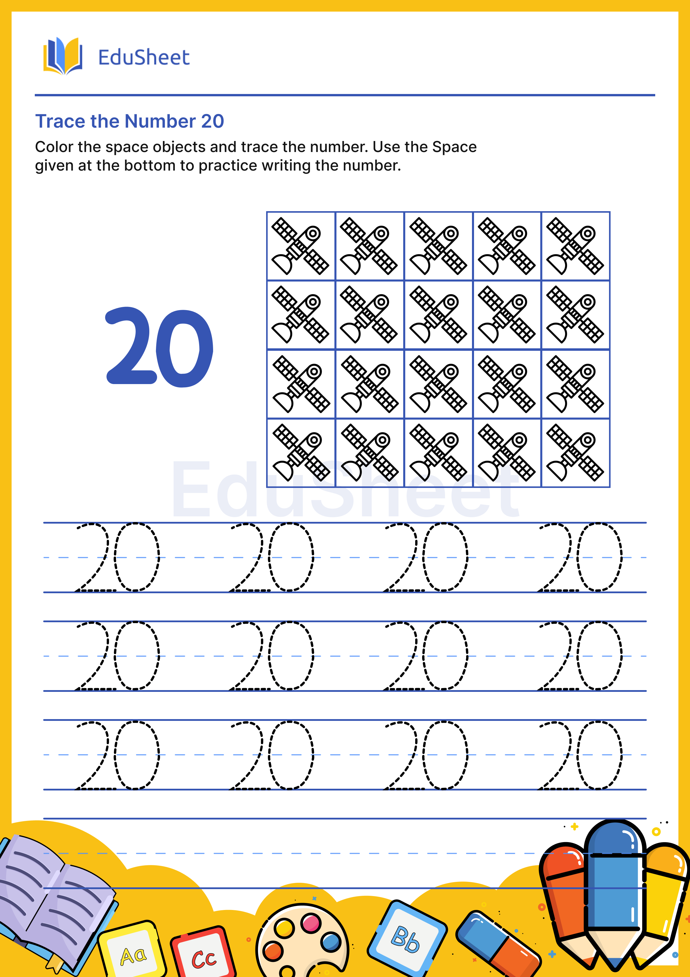 Trace the Number of Space objects 20 Worksheets | Free Download at ...